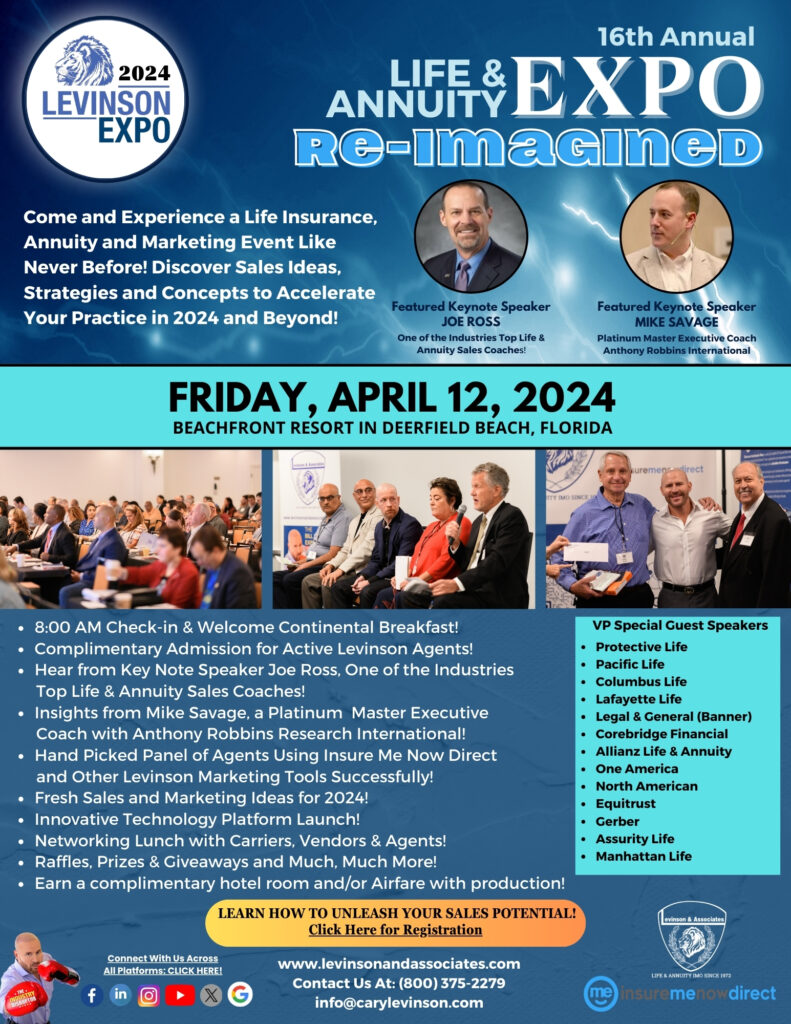 Levinson Agent Life Insurance and Annuity Expo 2024 – Levinson & Associates
